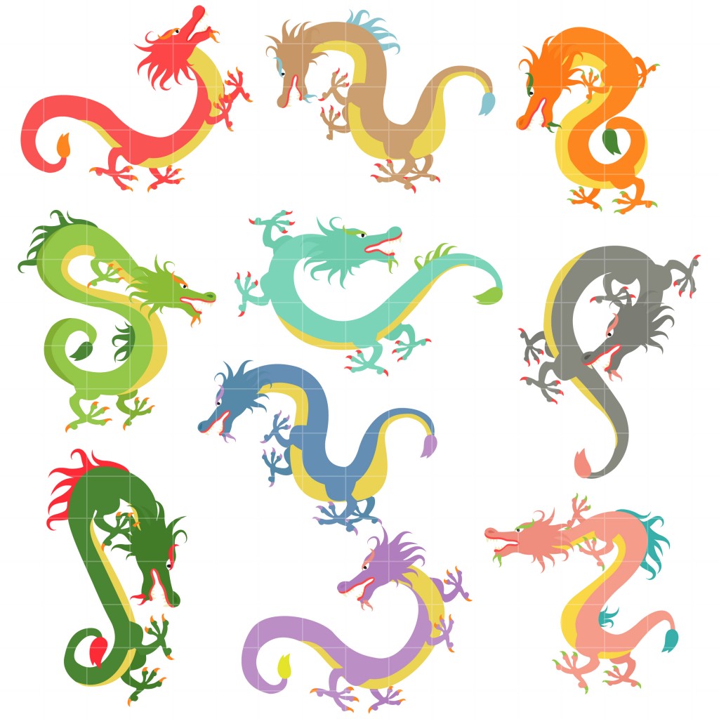 Chinese Dragons Set Semi Exclusive Clip Art Set For Digitizing and More ...