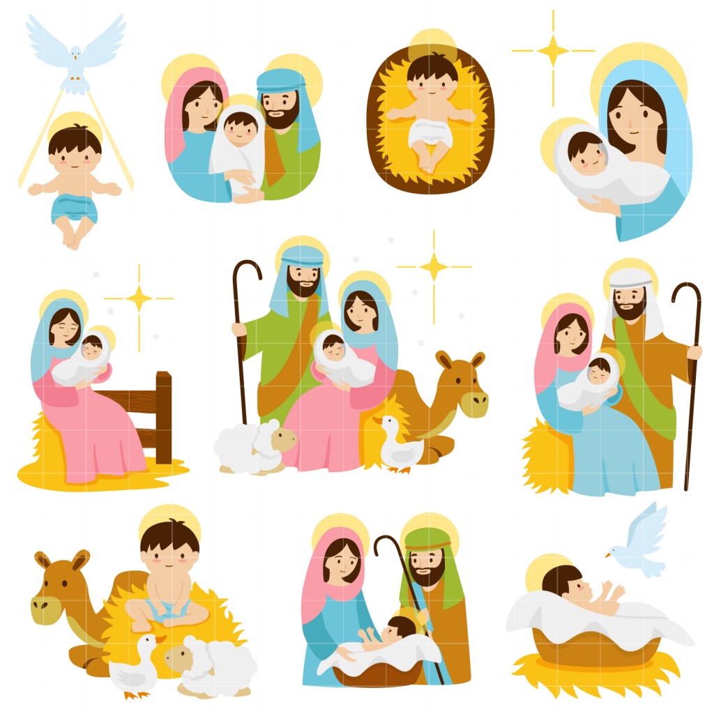 Nativity Scenes Set Semi Exclusive Clip Art Set For Digitizing and More ...