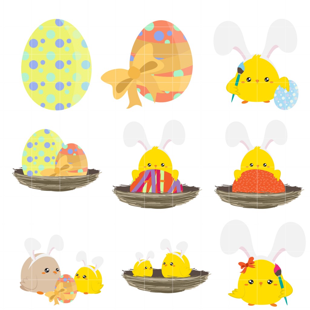 Easter Chick Bunny Hat Arts Set Semi Exclusive Clip Art Set For ...