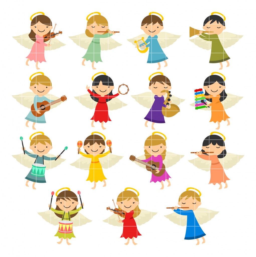 Colorful Musical Angels Set Semi Exclusive Clip Art Set For Digitizing ...